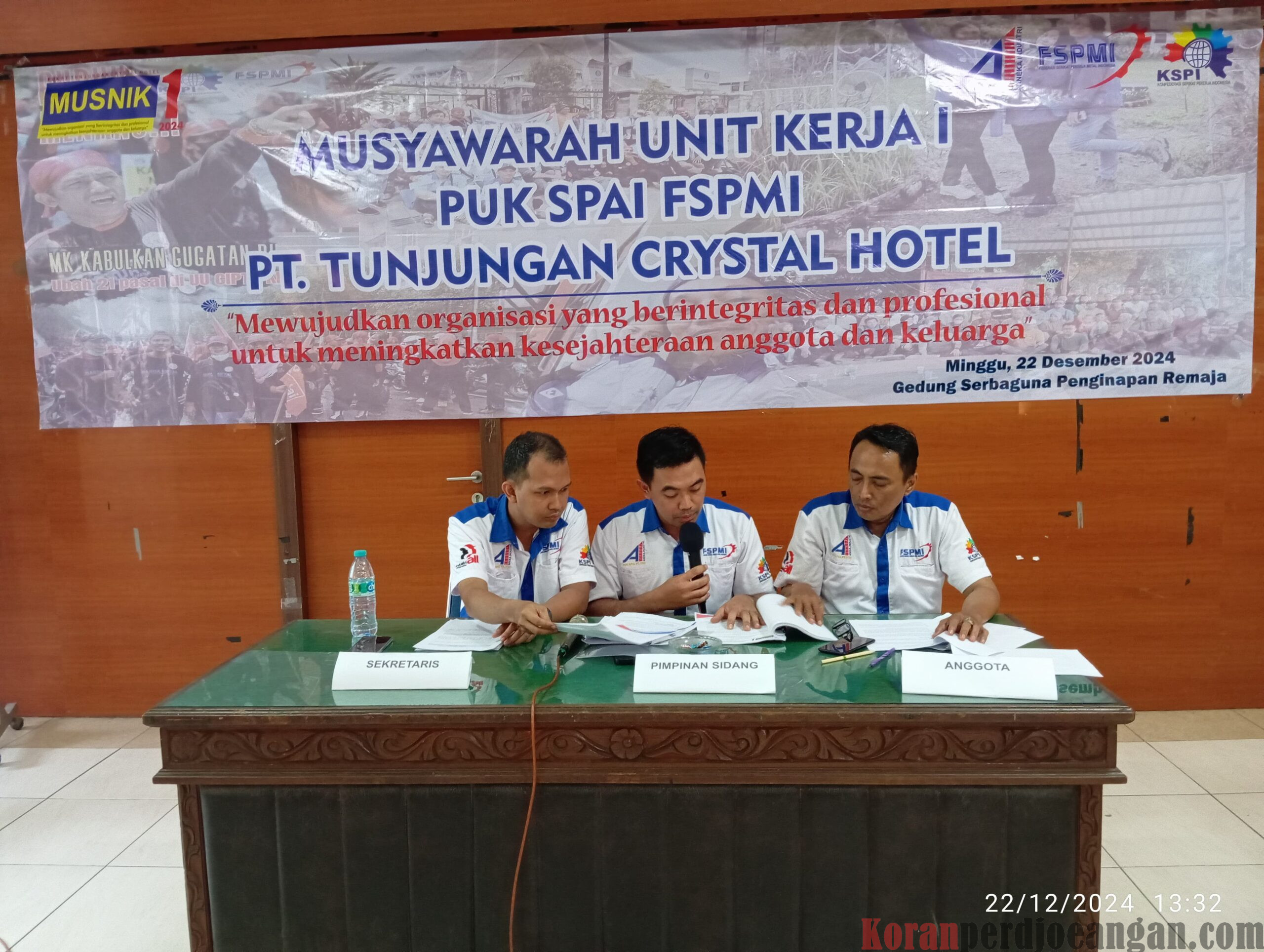 Musyawarah Unit Kerja II PUK SPAI FSPMI PT. Tunjungan Crystal Hotel: Wujudkan Organisasi ...