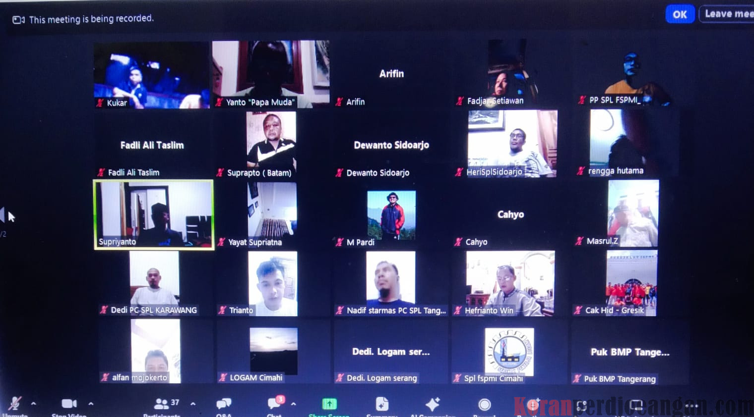 Jelang Anniversary 26 TH FSPMI, Pimpinan Pusat SPL Gelar Zoom Meeting - KPonline